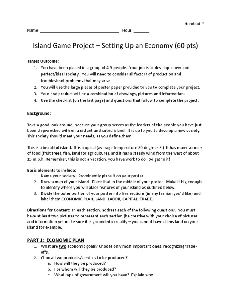 Island Game Project Final One | PDF | Resource | Factors Of Production