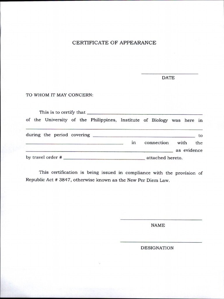 Certificate of Travel Completion Template | PDF | Per Diem