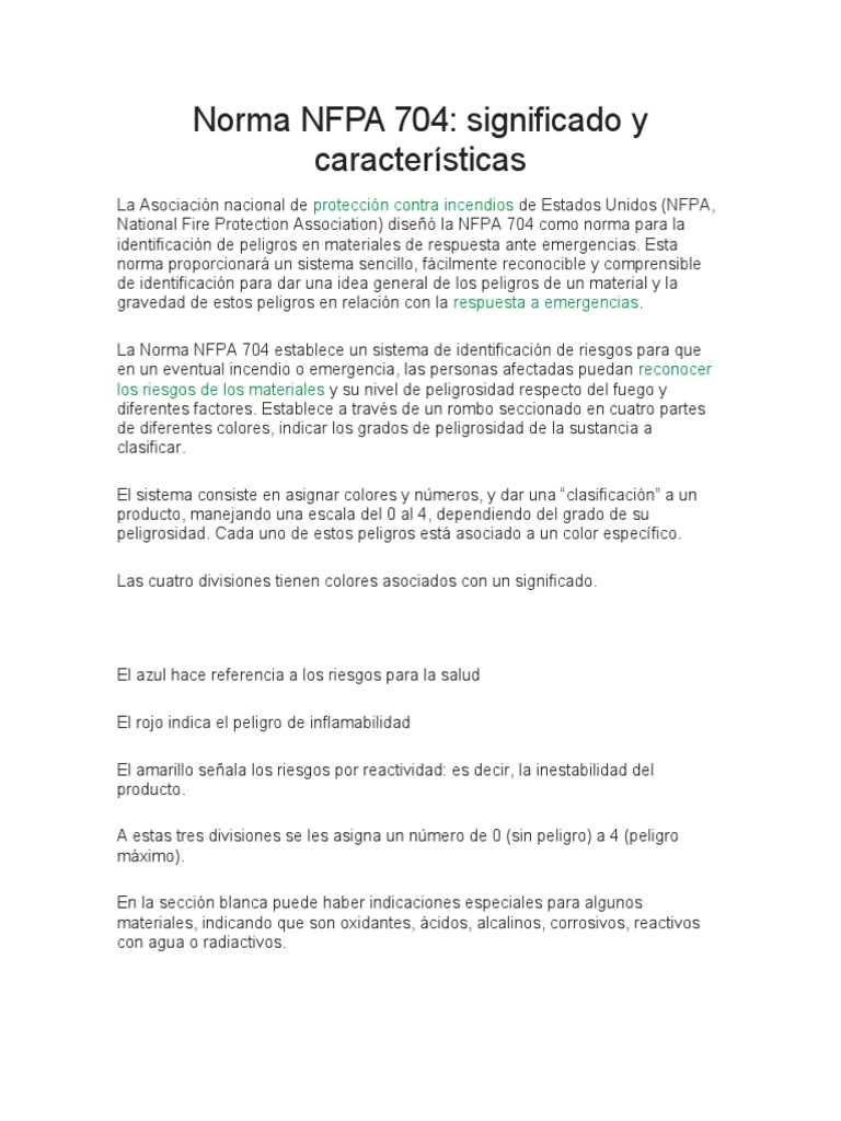 Norma Nfpa 704 | PDF | Combustión | Materiales