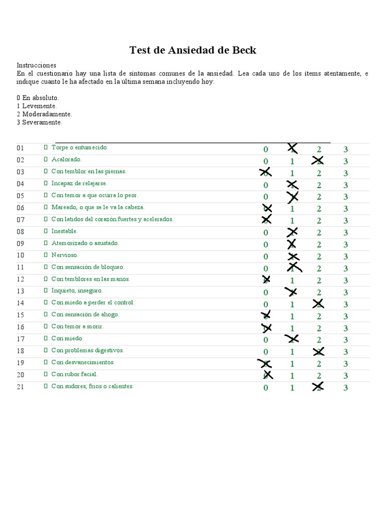 Test de Ansiedad de Beck | PDF