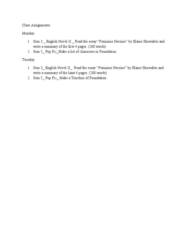 Class Assignments PDF