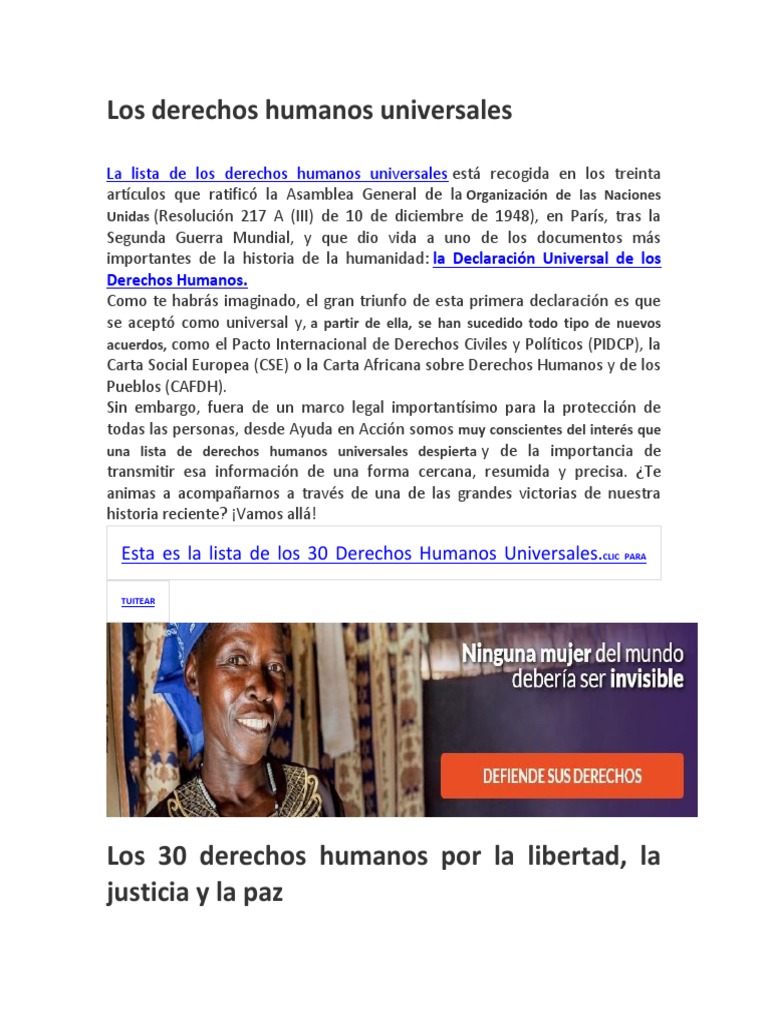 30 Derechos Humanos Universales | PDF | Derechos humanos | Derechos