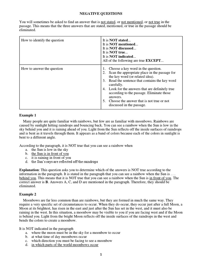 Negative Questions | PDF | Rainbow | Limestone