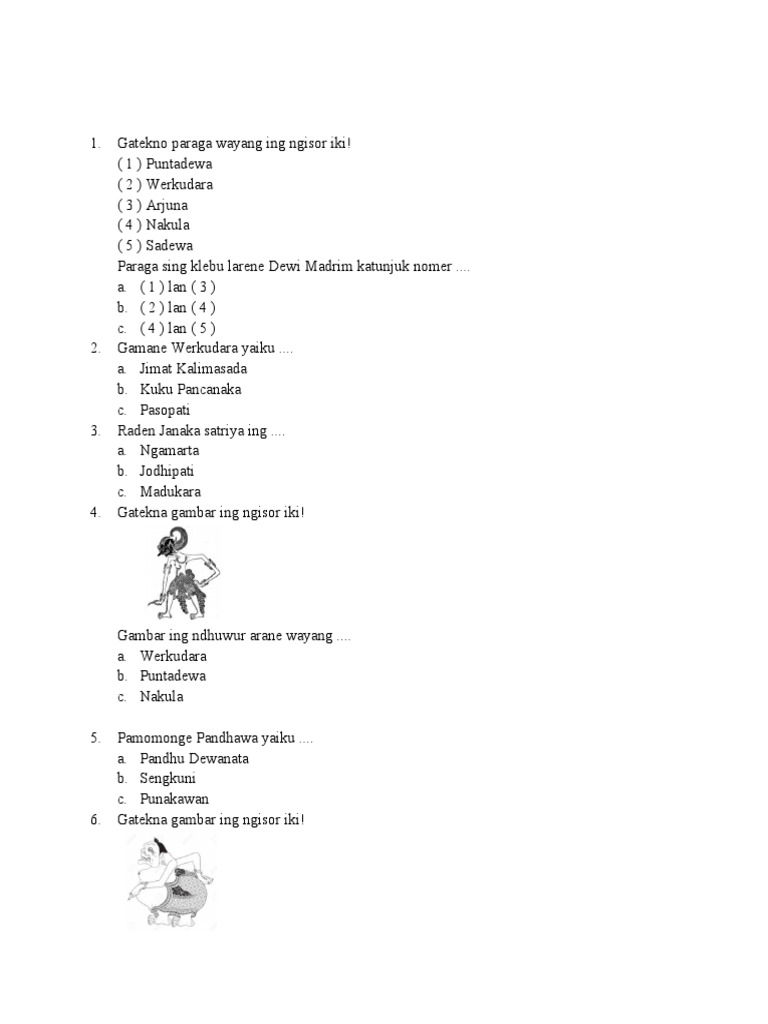 Gatekno Paraga Wayang Ing Ngisor Iki | PDF