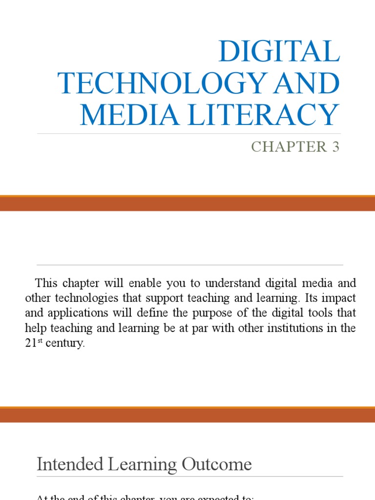 Chapter 3 - Digital Technology and Media Literacy | PDF | Learning ...