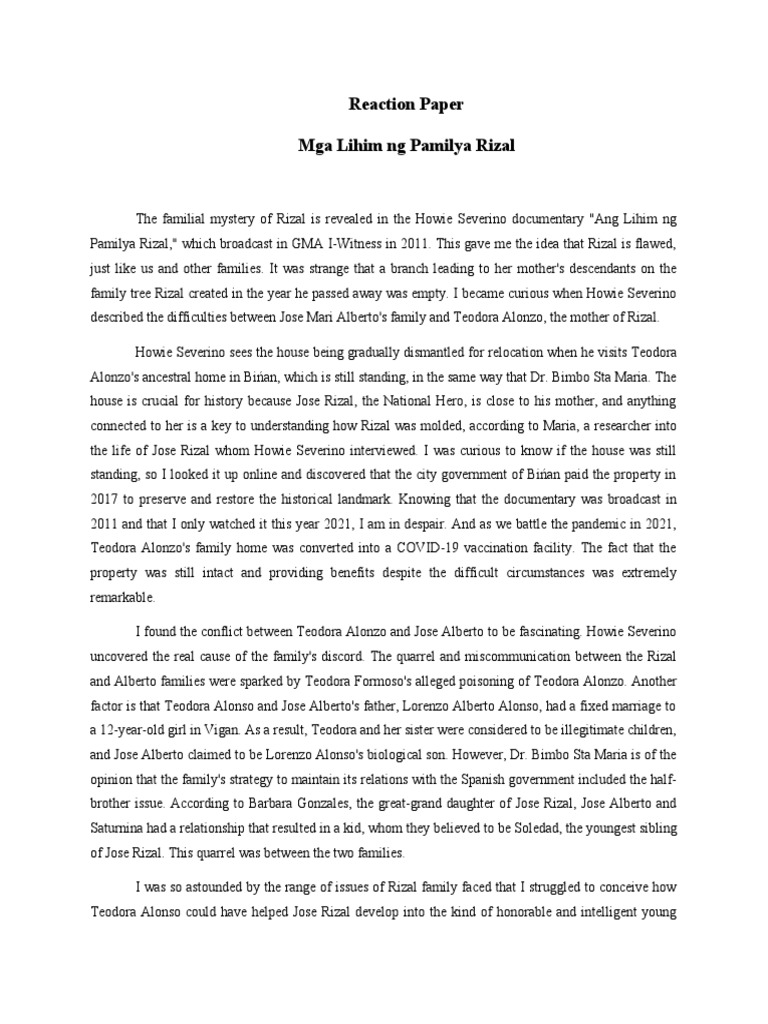 Mga Lihim NG Pamilya Rizal | PDF