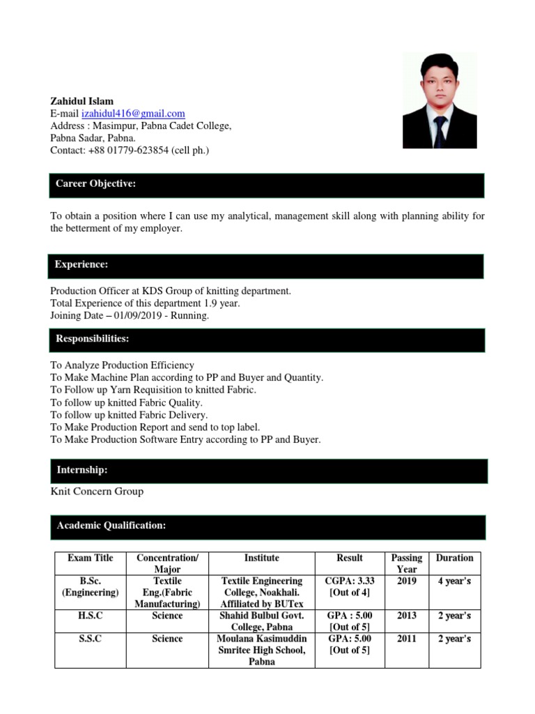 CV Zahidul Islam | PDF
