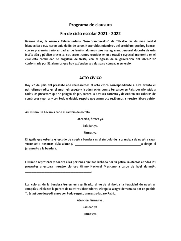 Programa de Clausura | PDF