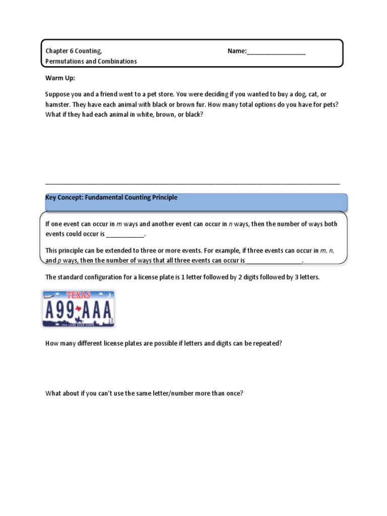 Permutation and Combination Notes | PDF | Permutation | Combinatorics