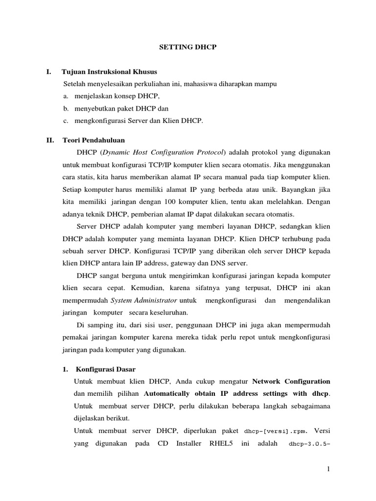 Cara Seting DHCP-1 | PDF