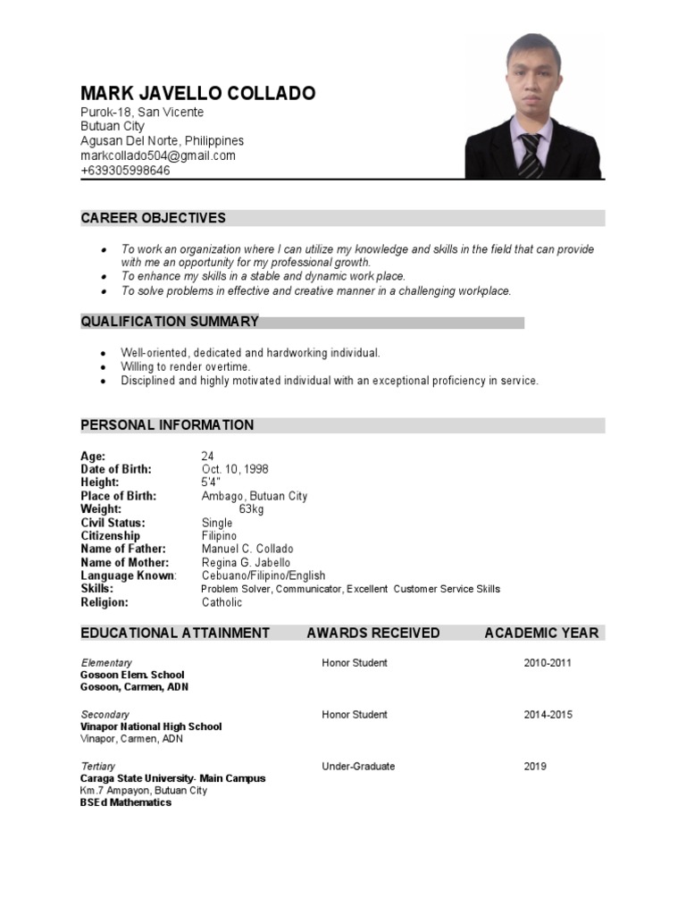 Mark Javello Collado: Career Objectives | PDF | Learning | Cognition