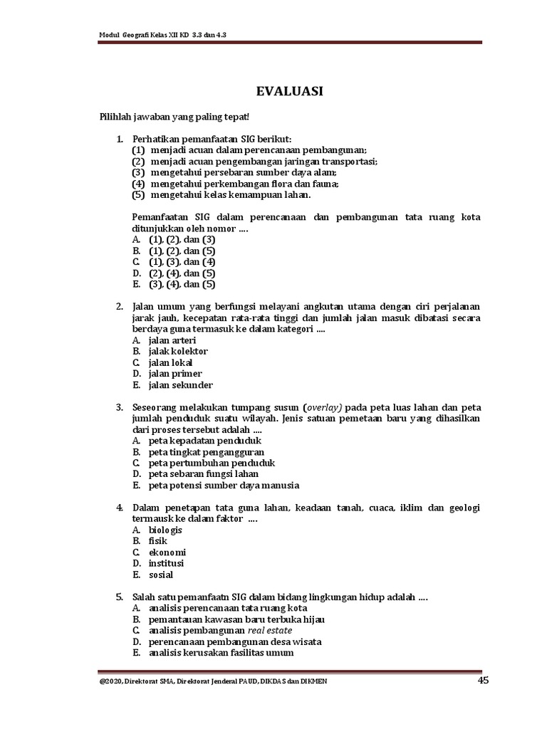 Soal Peta Inderaja Sig Xii-1-4 | PDF