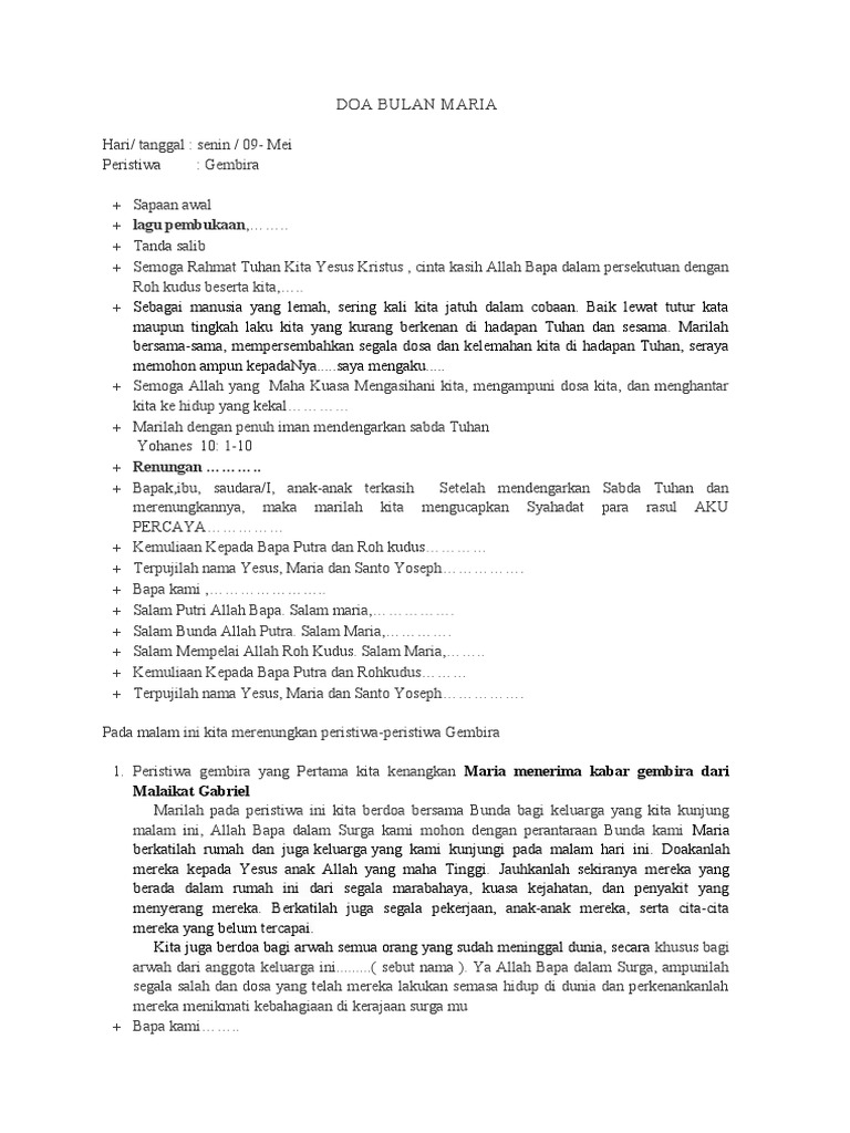 Doa dan Renungan Bulan Maria | PDF