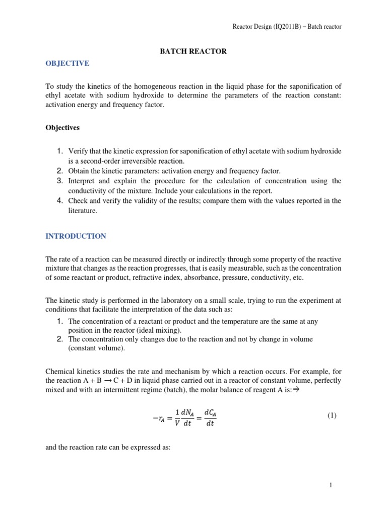 Batch Lab | PDF | Chemical Kinetics | Reaction Rate