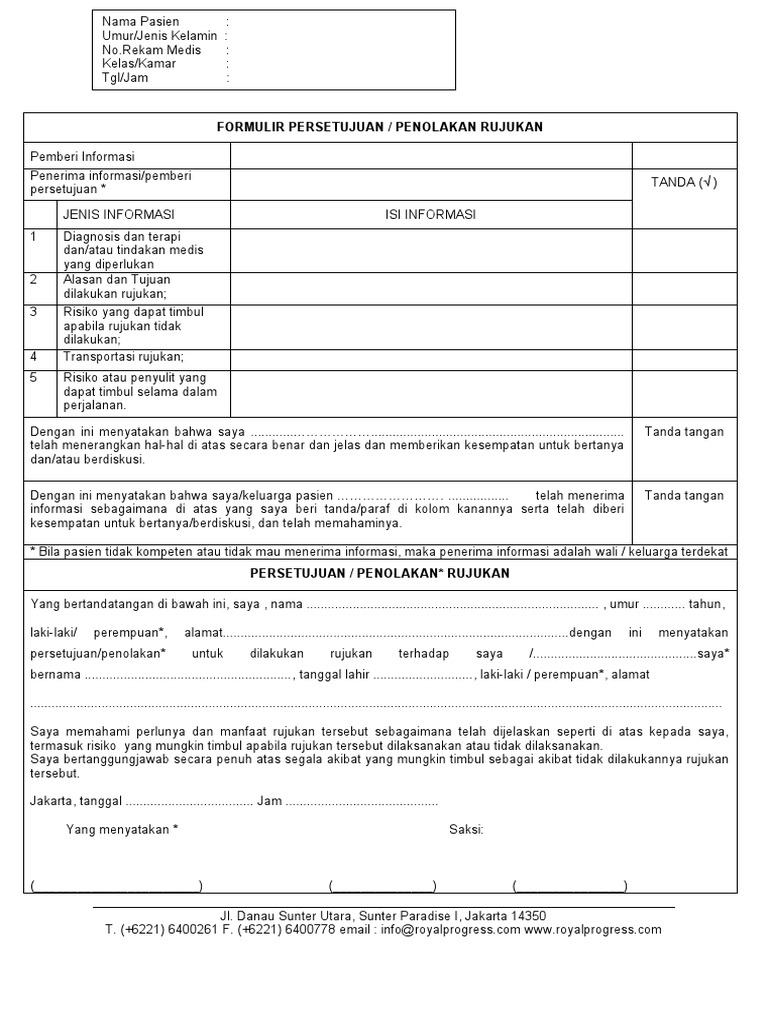 Formulir Persetujuan Rujukan Medis | PDF | Hukum