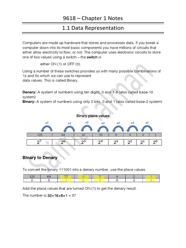 Chapter 1 - Data Representation Notes | PDF | Binary Coded Decimal ... Chapter 1 - Data Representation Notes | PDF | Binary Coded Decimal ...