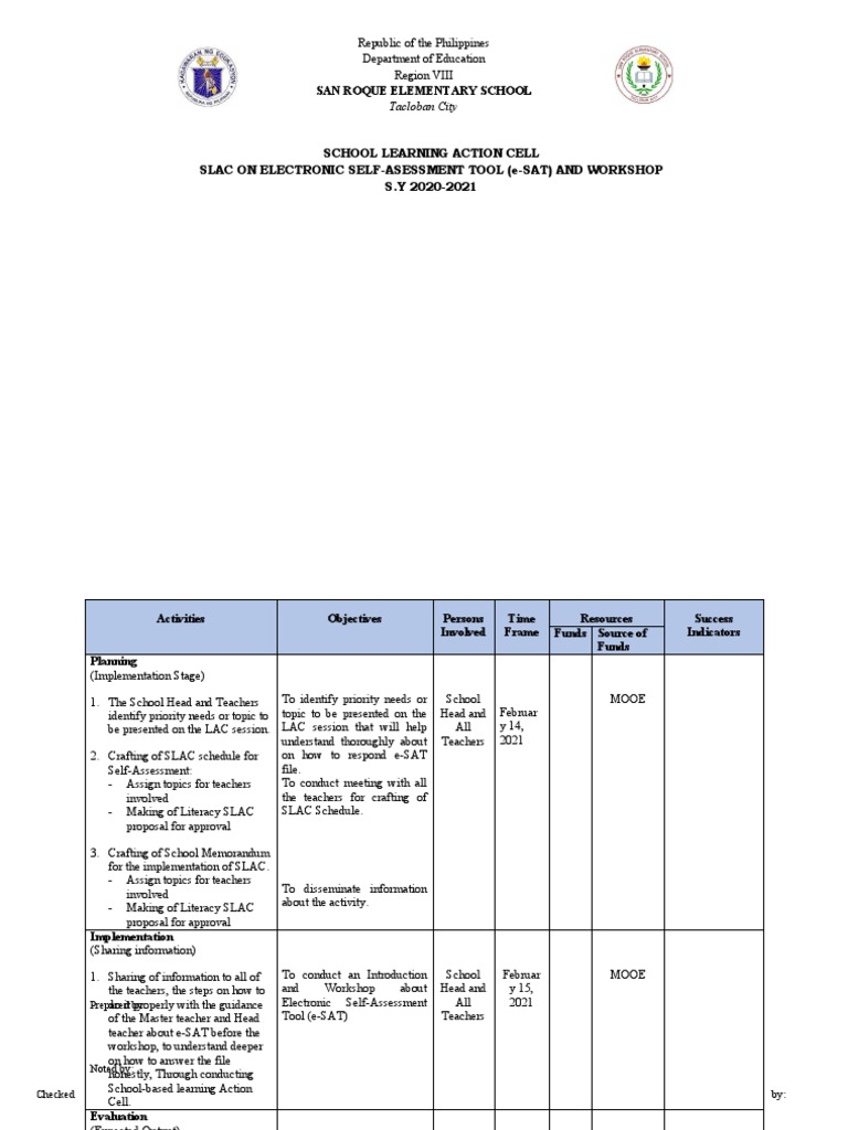Action Plan and Matrix (E-Sat 2021) | Download Free PDF | Goal ...