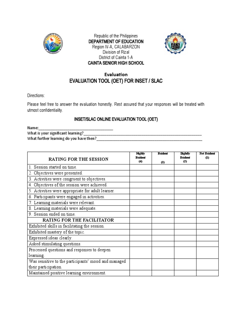 Evaluation Tool Pdf Learning Communication