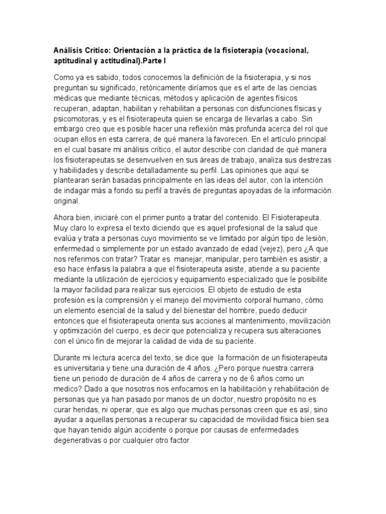 Analisis Critico Pdf Terapia Física Bioética