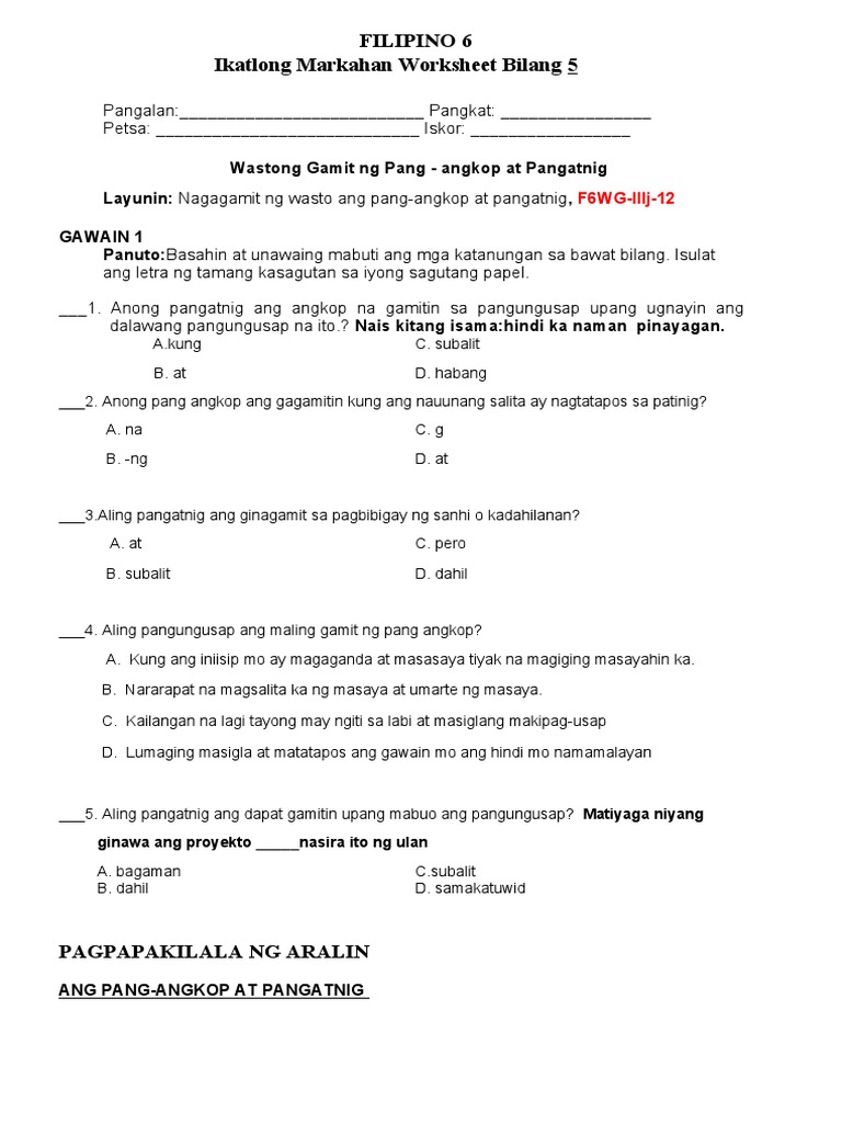 3RDQ Fil6worksheet5 | PDF