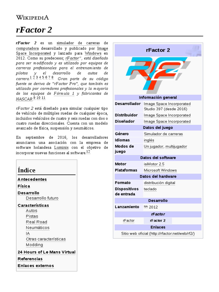 RFactor 2 | PDF | Carrera de autos | Automovilismo