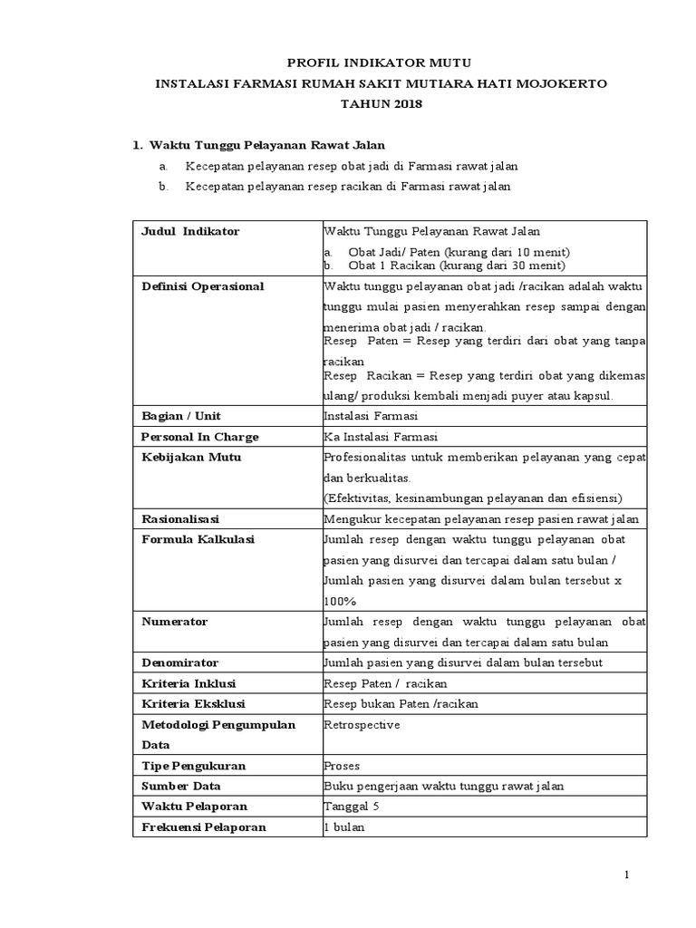 Indikator Mutu Farmasi 3 | PDF