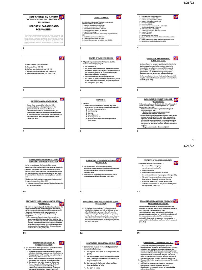 CDP Day 01 Import Clearance PDF | PDF | Customs | Invoice