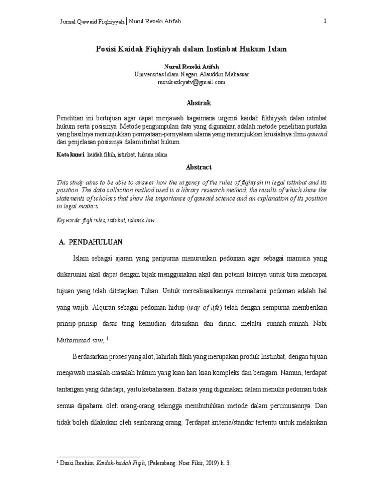 Kaidah Fiqhiyyah Dalam Istinbat Hukum Islam | PDF