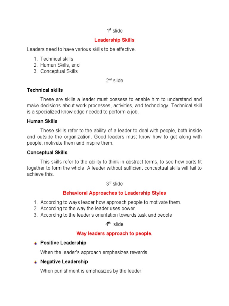 Leadership Skills | PDF | Leadership | Psychological Concepts