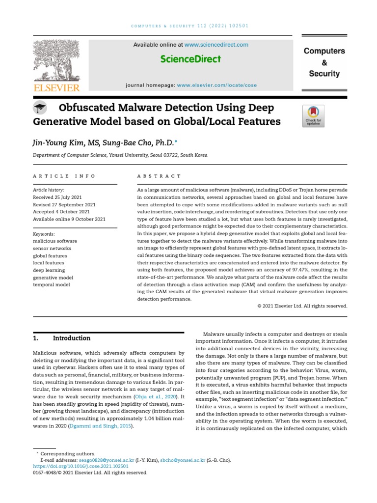 Obfuscated Malware Detection Using Deep Generative Models | PDF | Malware | Systems Science