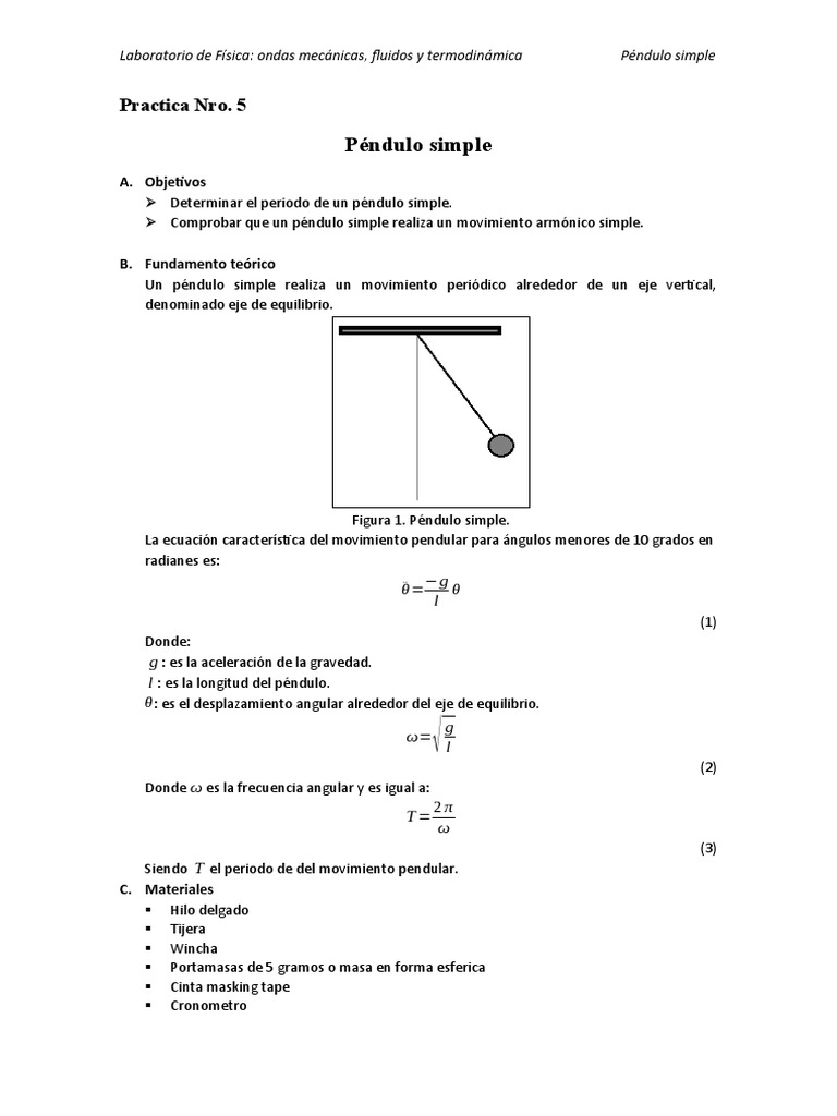 Practica 5 Pendulo - Simple | PDF | Péndulo | Oscilación