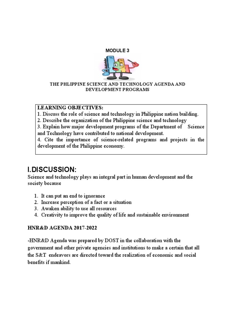 Module 3 (The Phlippine Science and Technology Agenda and Development ...