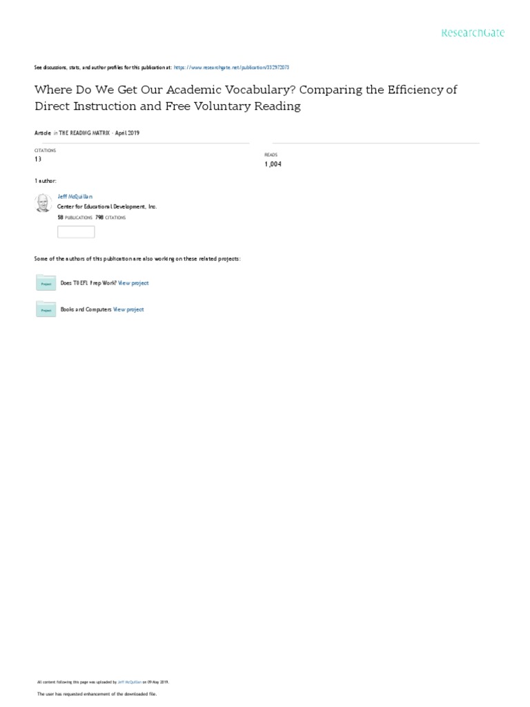 MC Quillan 2019 Reading Matrix | PDF | Vocabulary | Reading Comprehension