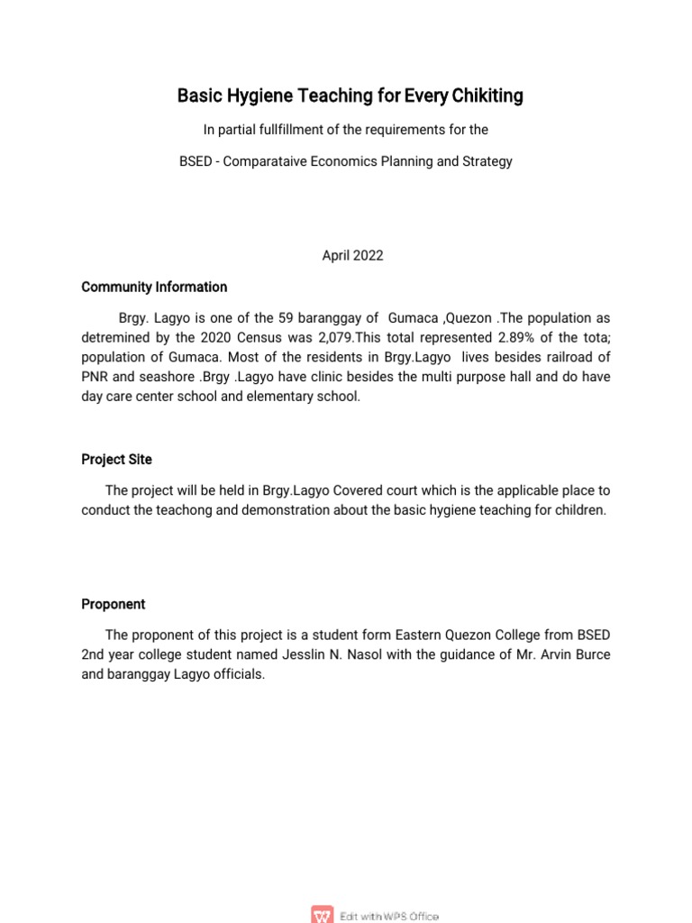 Basic Hygiene T-WPS Office | PDF | Hygiene | Health Sciences