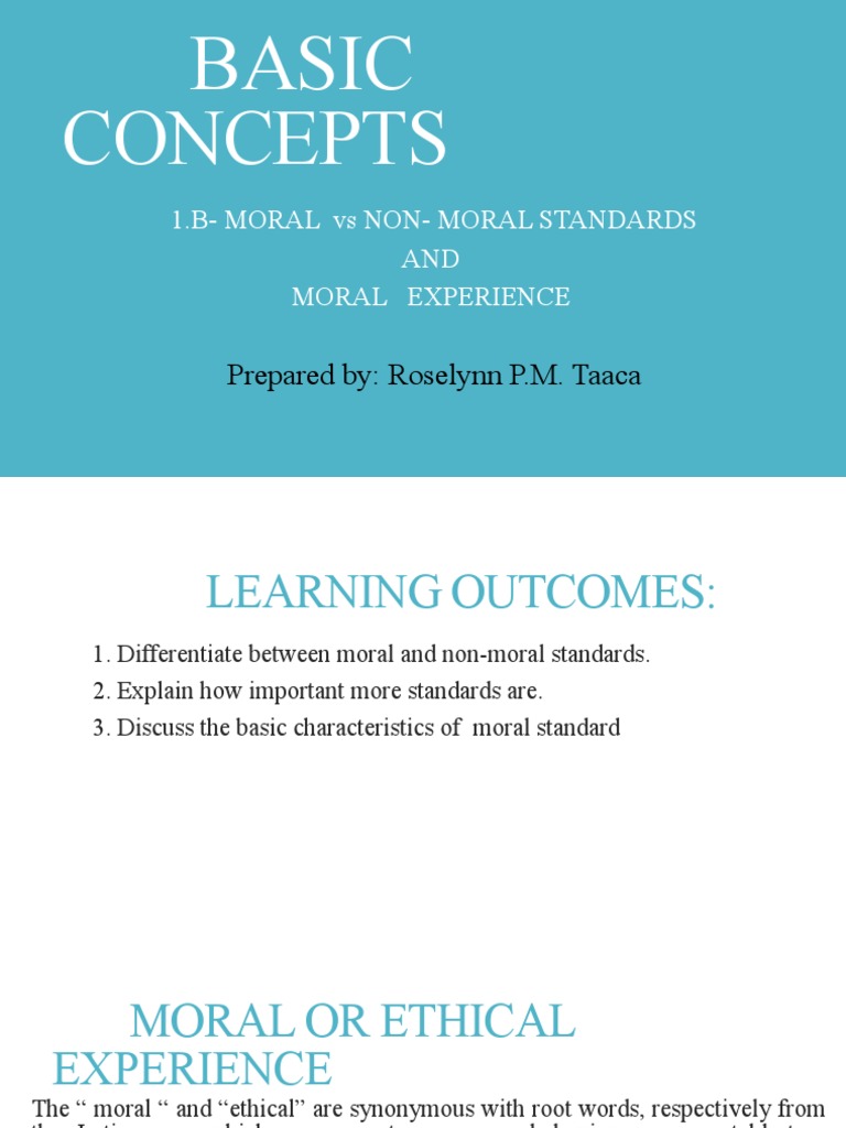 1B Moral Vs Non Moral | PDF | Morality | Autonomy