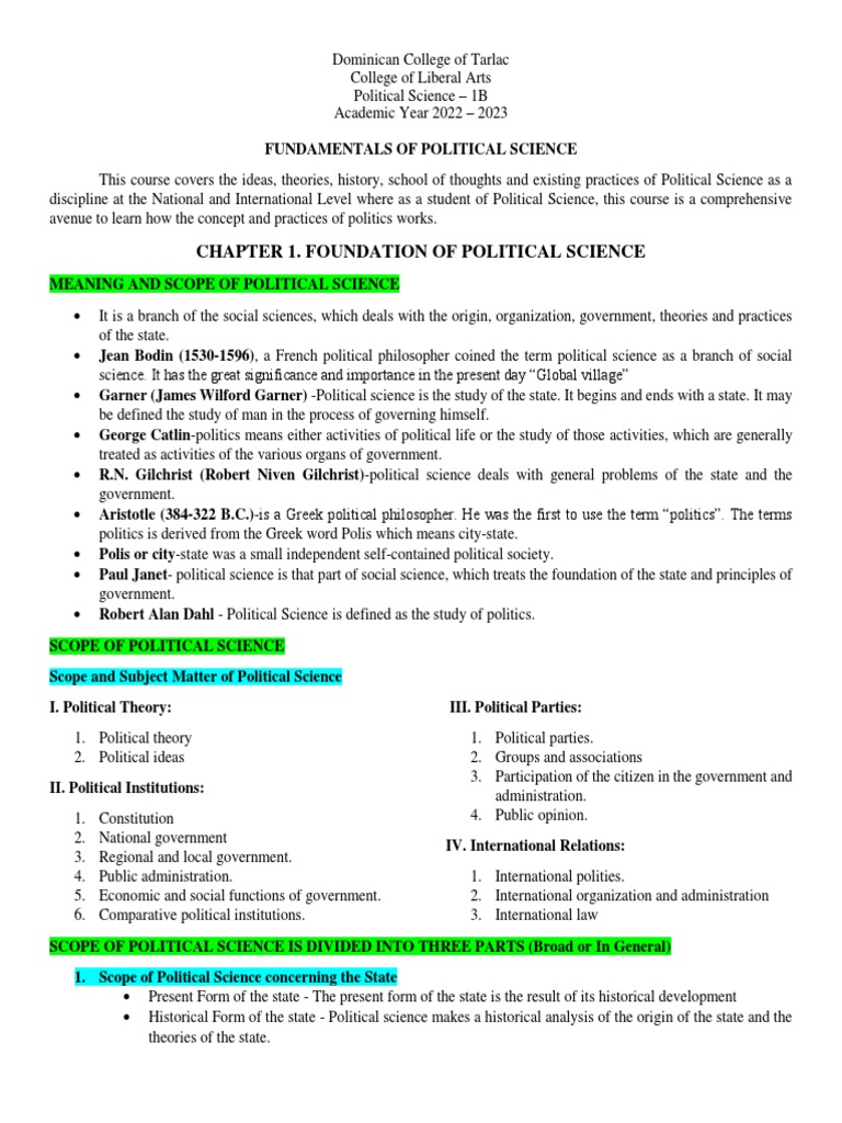 Fundamentals in Political Science | PDF | Sovereignty | Science