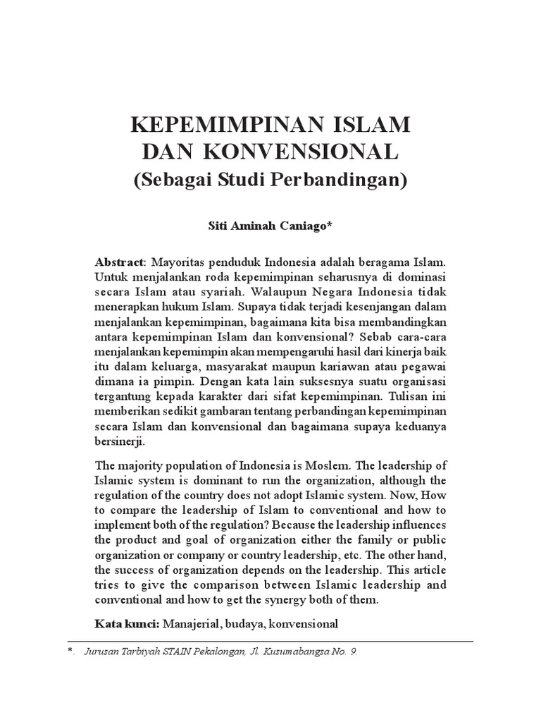 Kepemimpinan Islam Dan Konvensional | PDF