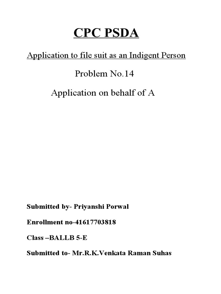 Indigent Person Suit Application | PDF | Lawsuit | Government