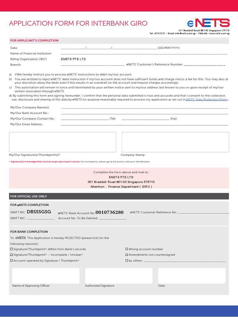 Enets Giro Form | PDF | Debit Card | Banks