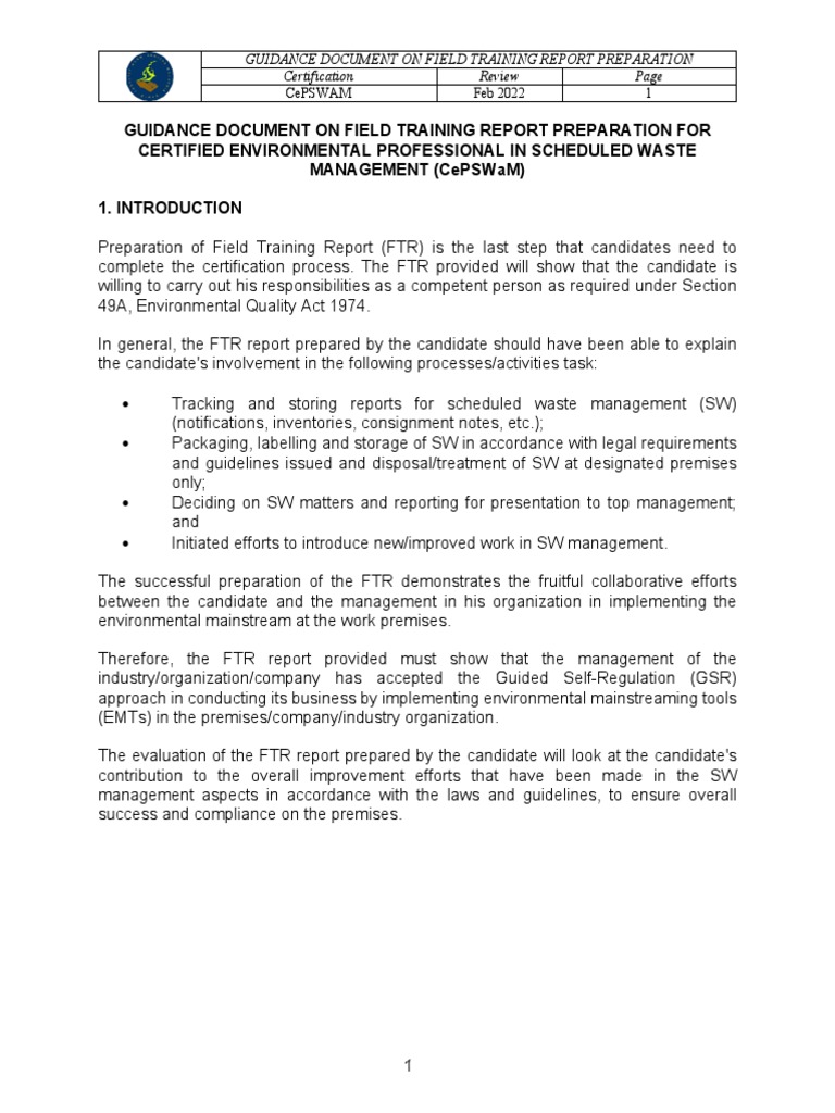 CePSWaM Field Training Report Guide | PDF | Business | Computers