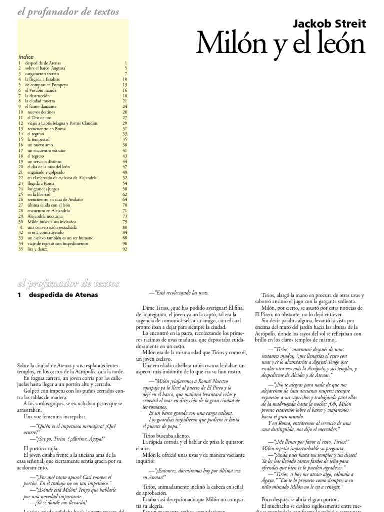 Milo y El Leon Jackob Streit | PDF