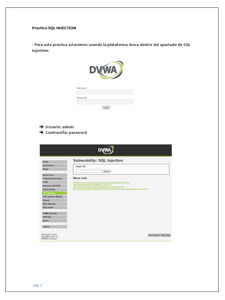 Practica SQL Injection | PDF | SQL | Datos Practica SQL Injection | PDF | SQL | Datos