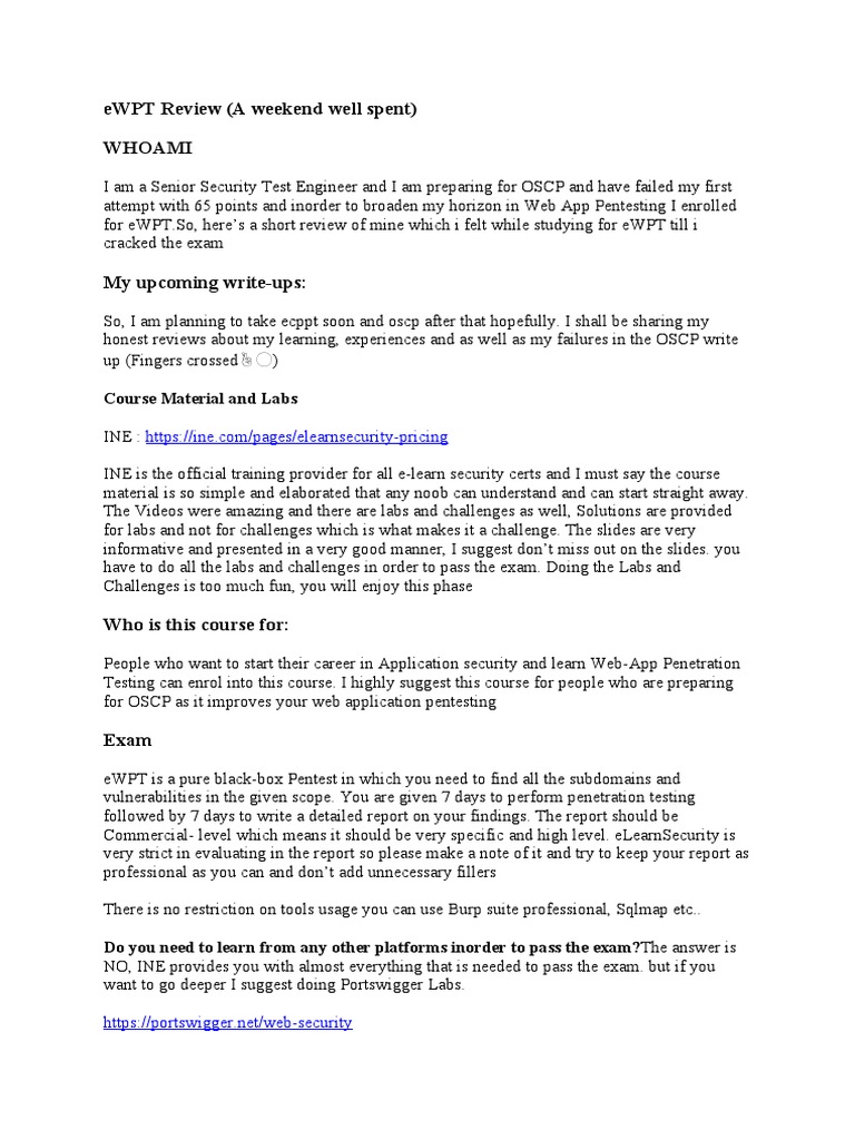 eWPT Writeup | PDF | Penetration Test | Communication