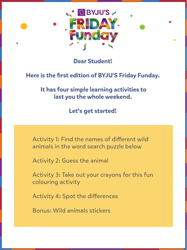 K3 1to3 BYJUS Friday Funday Edition 1 | PDF | Bears | Word Search