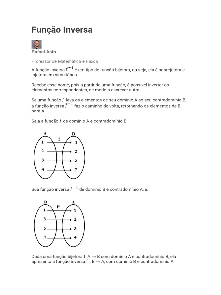 Funcao Inversa | PDF | Função (Matemática) | Domínio de denominação de ...