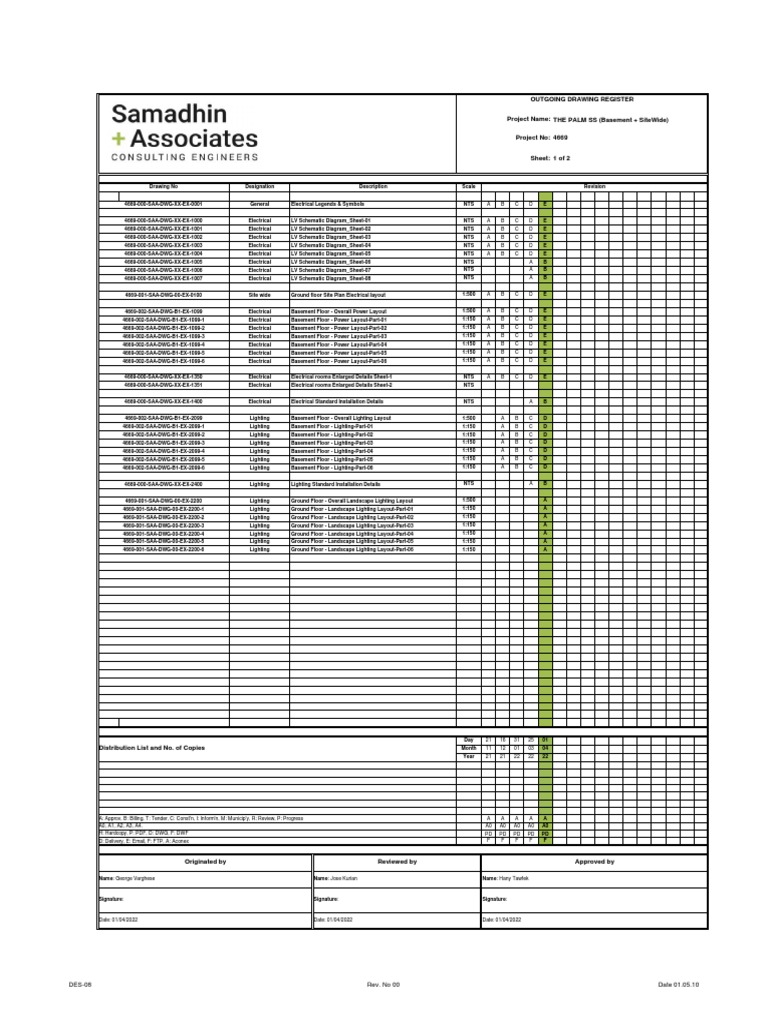 4669 - Outgoing Drawing Register - Electrical | PDF