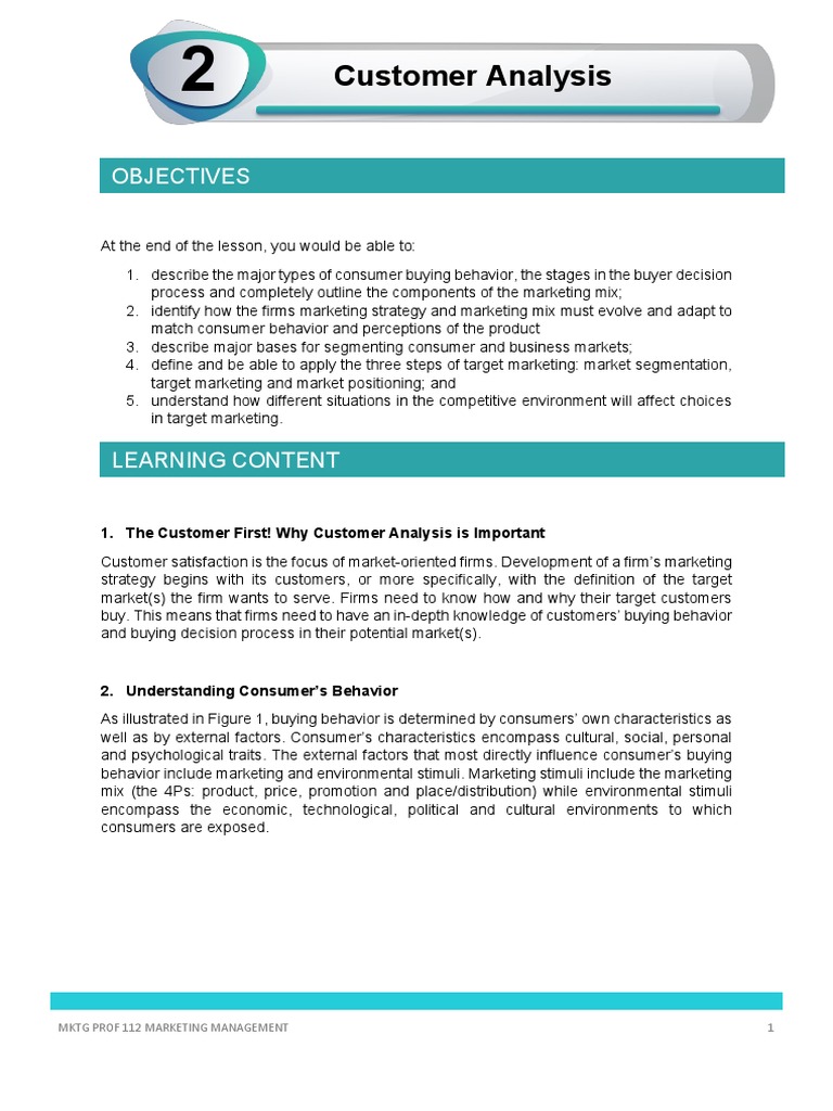 Module 2 - Customer Analysis | PDF | Marketing | Market Segmentation