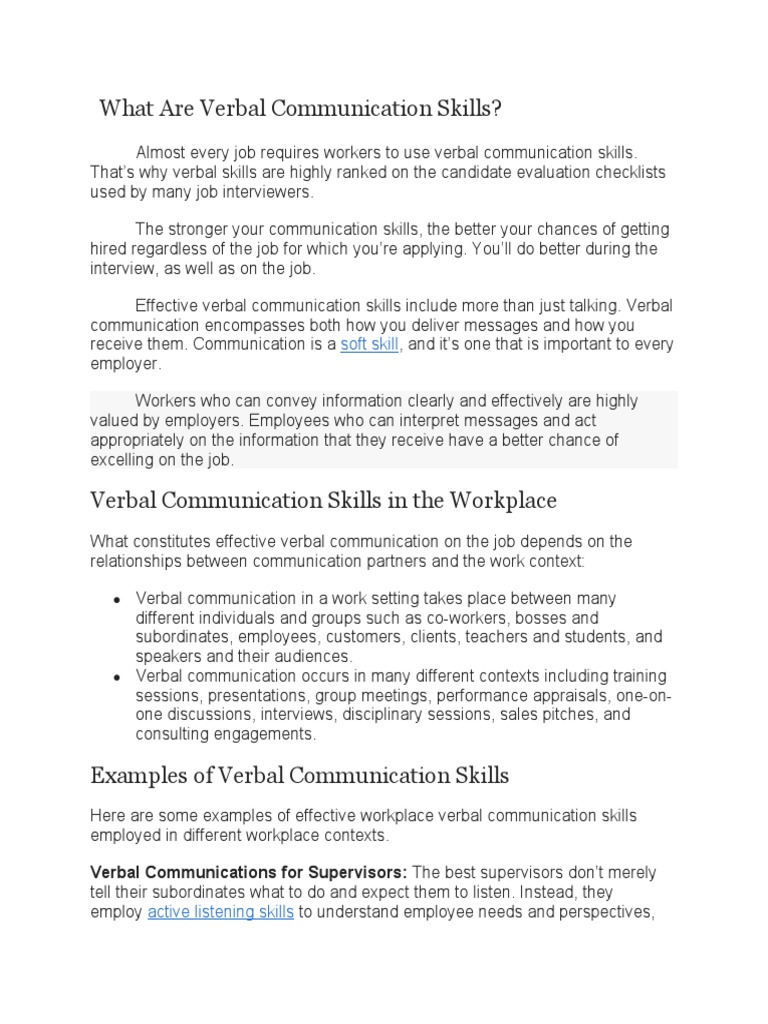 Verbal Communication-Review Lesson | PDF | Communication | Employment