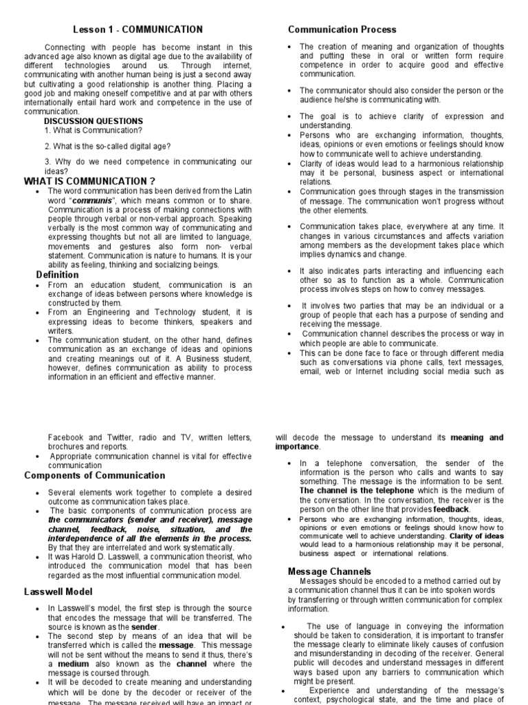 Lesson 1 - 5 Purposive Communication | Download Free PDF | Communication | Nonverbal Communication