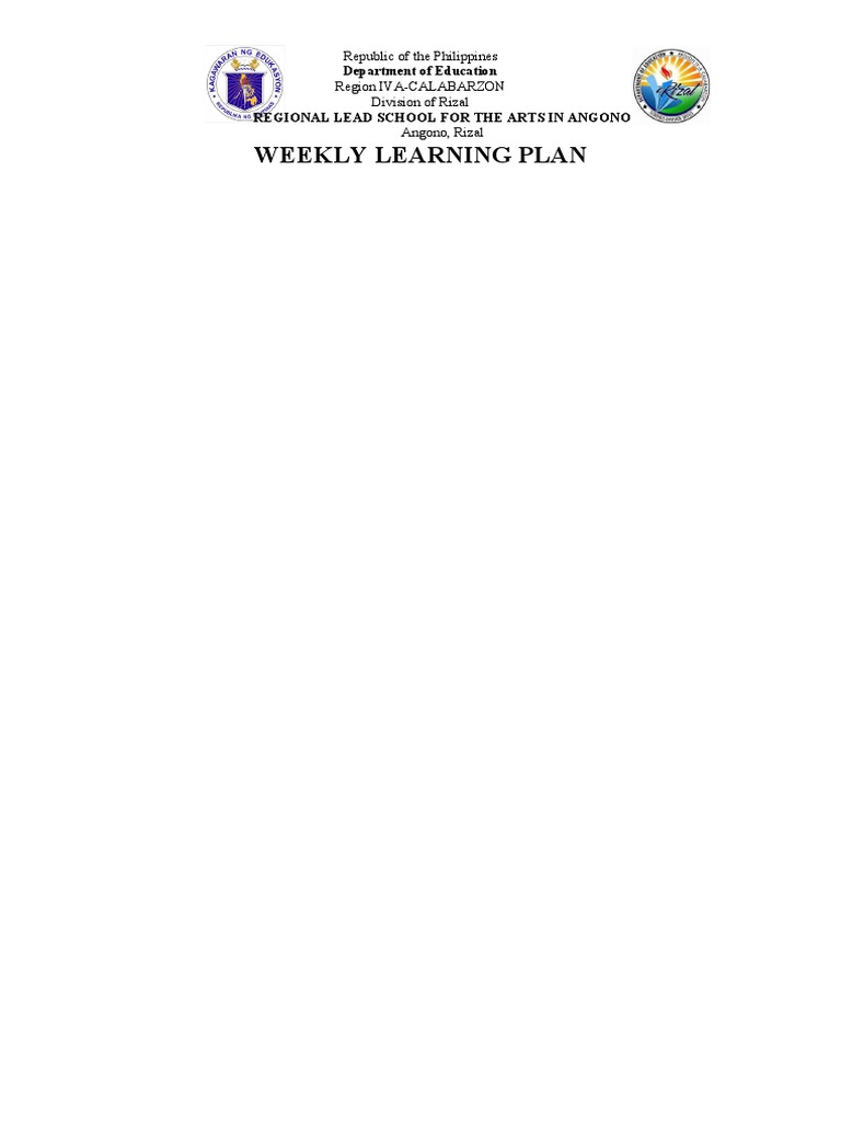 WEEKLY LEARNING PLAN - W1 - PerDev | PDF | Learning | Cognitive Psychology